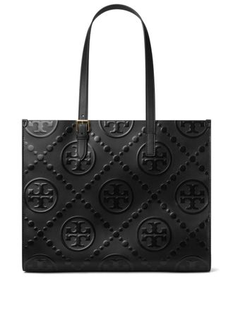 Tory Burch sac à main à monogramme embossé - Noir