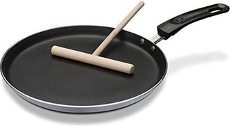 GSW Poêle à crêpe en Aluminium pour Induction Gris/Noir 26 cm avec répartiteur de pâte 26 cm