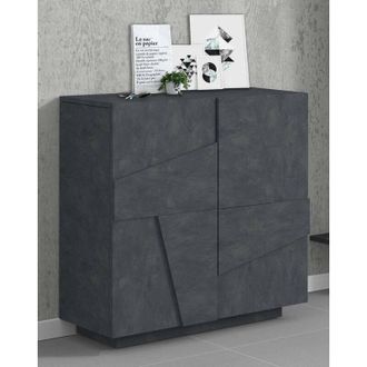 Dmora Dmora Modernes Schuhregal, Made in Italy, mit 2 Türen, Eingangsschuhregal, Mehrzweckschrank, cm 81x38h86, Farbe Aschgrau mit Detail