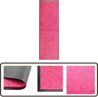 vidaXL Fußmatte Waschbar Rosa 60x180 cm - Teppich - Fußmatte - Innenraumdekoration - Outdoor-Dekoration - Waschebene