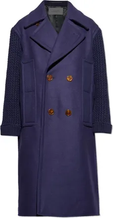 Lanvin Homme, Manteaux, Bleu, Taille: XL Long Wool Peacoat