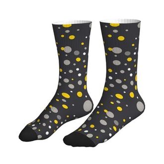 Generic Gris Jaune &Agrave; Pois 11 Chaussette Homme Classiques Chaussettes Hommes Respirantes Chaussettes Pour Adulte Bureau Femme 40Cm
