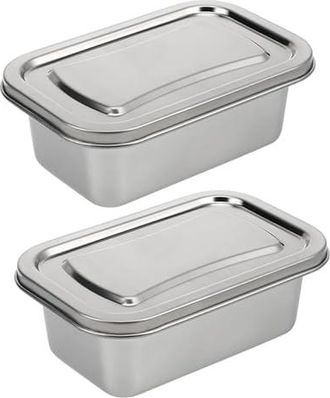BESTOYARD 2pièces Boîtes à Glace Acier Inoxydable Avec Couvercles Récipients Isolés Pour Congélateur Stockage Pratique Pour Glaces Maison Contenants Alimentaire