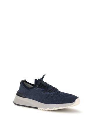 Brunello Cucinelli Mens Cotton Sneakers Denim+navy+g Chiaro-Panama-Blu Chiaro/panama/blu