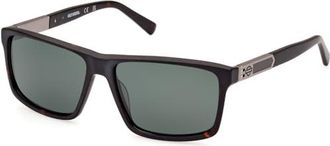 Harley-Davidson HD0977X Homme, Lunettes de Soleil décontractées légères, Forme lentille rectangulaire, Verres Vert polarisé, Havane foncée, Lenti Verde Polarizzato