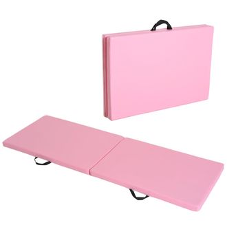HOMCOM Faltbare Gymnastikmatte, 5 cm Dicke und rutschfeste Fitnessmatte, platzsparende Gymnastikmatte f&uuml;r Yoga und Pilates, 180x60 cm, Pink
