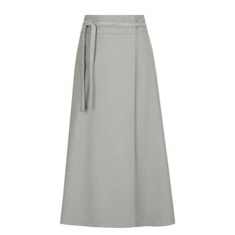PESERICO Wickelrock aus Flanell mit Kontrastg&uuml;rtel - - Skirts - Damen - Grau - 2XL
