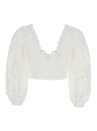 Charo Ruiz Ibiza Womens Top Luna White Cotton Blend Tops