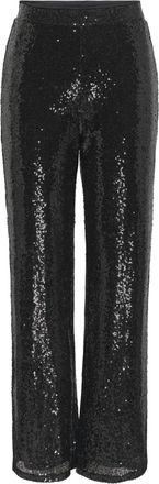 Only Damen Onlbecca Sequins Pant WVN, Black, XL