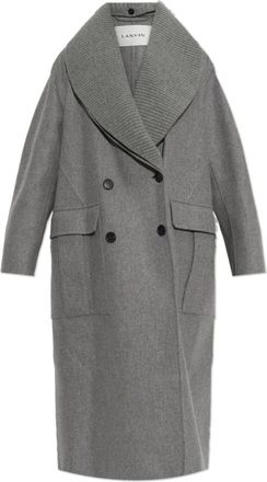 Lanvin Femme, Manteaux, Gris, Taille: 34 FR Manteau en laine avec col amovible