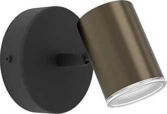 Eglo Wandlampe Consuma 1, Badezimmer Wandleuchte mit schwenkbarem Strahler, Schlafzimmerlampe aus Metall in Schwarz und Bronze, Badlampe mit GU10 Fassung, 