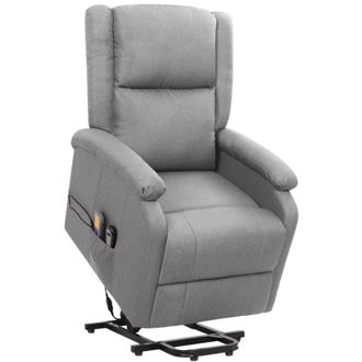 vidaXL Massagesessel mit Aufstehhilfe Hellgrau Stoff - Vidaxl