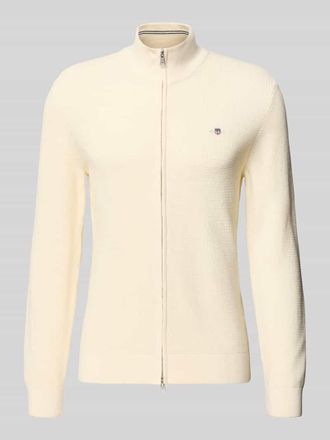 GANT Cardigan mit Zweiwege-Rei&szlig;verschluss und Label-Stitching