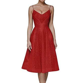 Generic Robe longue dos nu pour femme - Robe de bal longueur au sol pour femme, robe midi en dentelle blanche, bretelles spaghetti, coupe trap&egrave;ze, robe fusel&eacute;