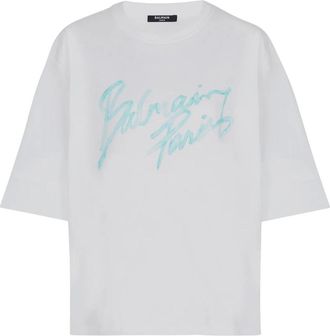 Balmain Femme, Tops, Blanc, Taille: 42 FR SS Paris Bulky T-Shirt