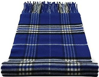 TigerTie Écharpe fine de designer - À carreaux - Tissu Cashmink (cachemire synthétique) - Fabriquée en Allemagne, Bleu roi, blanc gris, noir, Taille Unique