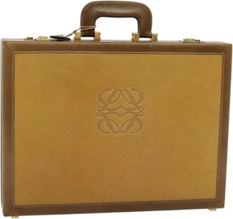 Loewe unisex, Pre-owned, Beige, Taille: ONE Size Porte-documents en cuir emboss&eacute; Anagram doccasion