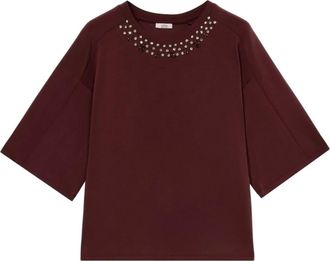 Oltre Femme, Tops, Rouge, Taille: 40 FR SweaT-shirt oversize avec boutons-pression