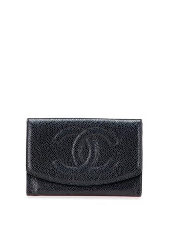 Chanel petit portefeuille pliant &agrave; logo CC (1996-1997) - Noir
