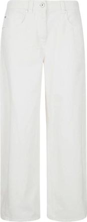 Brunello Cucinelli Femme, Jeans, Blanc, Taille: 38 FR Jean &Eacute;vas&eacute; Taille Haute