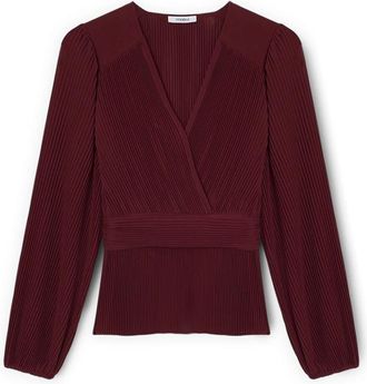 Motivi Femme, Blouses et Chemises, Rouge, Taille: 40 FR Blouse pliss&eacute;e en georgette avec col en V