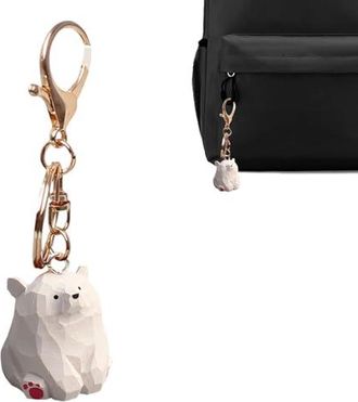 Generic Porte-cl&eacute;s dours charmant - ours de sac &agrave; dos, porte-cl&eacute;s en bois sculpt&eacute; | Pendentif animal en bois fait &agrave; la main, pendentif de sac &agrave; dos dart en bo