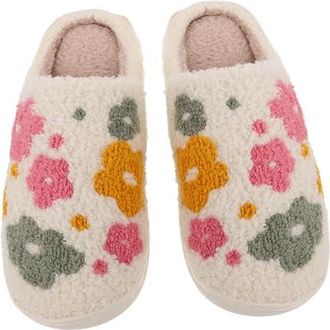 Beaupretty Pantoufles Femme Hiver Douillettes Pantoufles Fleurs Coton Doux Pelucheux Chaussures Int&eacute;rieur Antid&eacute;rapantes pour Maison et Chambre Confortables et C