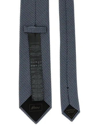 Brioni Jacquard Silk Necktie - navy