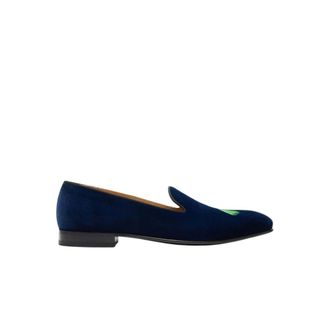Scarosso Jay Bestickte Samt-Slipper - - Shoes - Herren - Blau - 41 1/2 EU