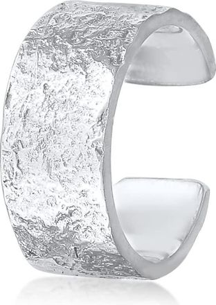 Elli Earcuff Silber 925 Ohrmanschette Damen Ohrringe für Frauen Ohrklemme Gehämmert Durchmesser 10mm Helix 0305141222