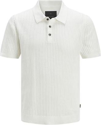Jack & Jones Jprblakian Knit Structure Polo SS, Cloud Dancer, L Hommes