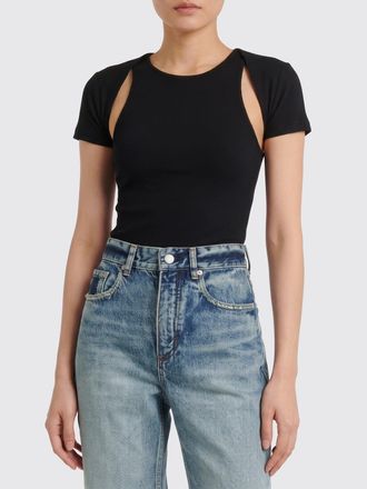 Alaia T-shirt slim fit en m&eacute;lange de coton et viscose avec d&eacute;coupes