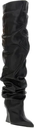 Balmain Womens Black Calfskin Over The Knee Shoe