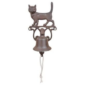 Esschert Design T&uuml;rglocke Katze aus Gusseisen und Baumwollkordel,14,3 x 13,2 x 24,2 cm