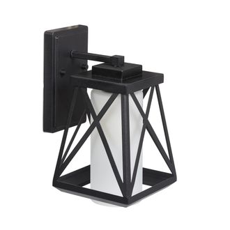 Relaxdays Lanterne murale r&eacute;tro Pour ext&eacute;rieur Au&szlig;enlampe Wand, Metall & Milchglas, E27, Retro Wandleuchte au&szlig;en, IP44, Wandlampe Haust&uuml;r & Terrasse, schwarz, L