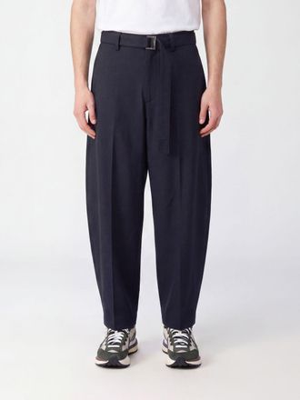 sacai Pantalon large en m&eacute;lange de laine avec ceinture r&eacute;glable &agrave; la taille