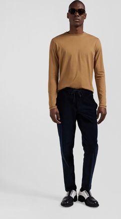 Eden Park T-shirt Manches Longues Uni En Coton Noisette Coupe Regular