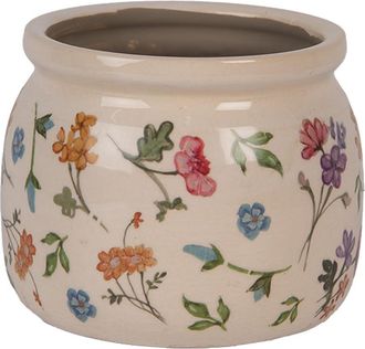 Clayre & Eef Blumentopf &Oslash; 12x10 cm Beige Keramik Blumen