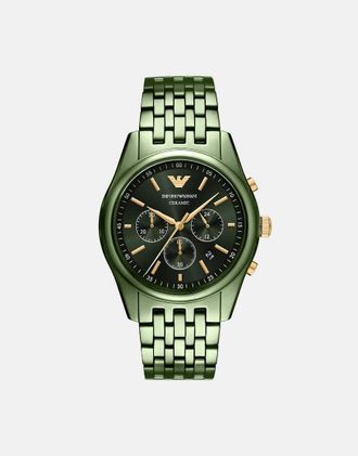 Emporio Armani Herrenuhr aus Keramik in Gr&uuml;n