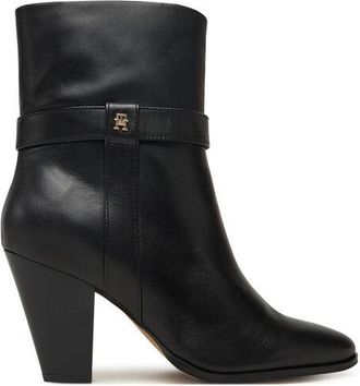 Tommy Hilfiger Stiefeletten Th T-Strap Leather Pointy Bootie FW0FW08984 Schwarz