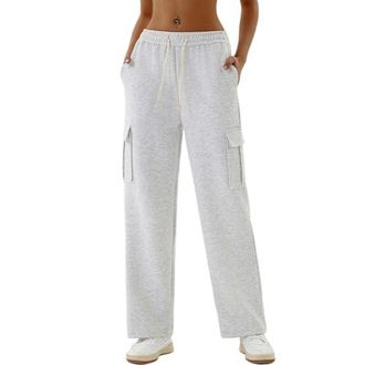 Generic Pantalon de survêtement cargo pour femme, pantalon cargo ample à taille élastique, cordon de serrage élastique, vêtements de sport de randonnée, panta