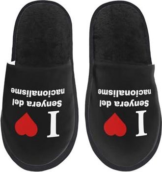 Generic Confortable Pantoufles en Feutre I Love la Senyera du nationalisme Pantoufles Maison Chaud Chaussons en Peluche pour Homme Femme Adulte M