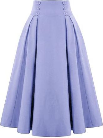 Generic Jupe plaid &eacute;l&eacute;gante r&eacute;tro vintage des ann&eacute;es 50 pour femme - Taille haute - Grille - Jupe festive vintage - Jupe midi - Jupe midi &eacute;lastique - Jupe tai