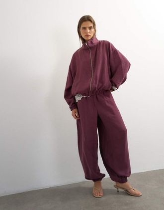 Topshop ensemble pantalon horseshoe couleur figue-Rose
