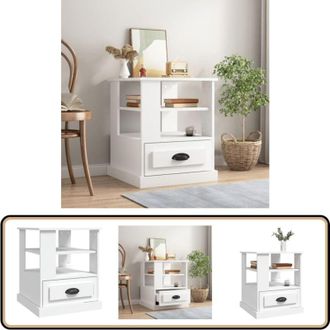 vidaXL Table dappoint blanc 50x50x60 cm bois dingénierie - Table Basse - Meuble Design - Table Dappoint Blanche - Rangement Intérieur - Mobilier Salon
