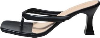 Generic Tongs tendance &agrave; bout carr&eacute; pour femme - Sandales &eacute;l&eacute;gantes &agrave; talons - Style d&eacute;contract&eacute; - Pour l&eacute;t&eacute;, Noir, 40.5 EU