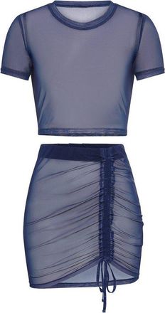 Lascana Kurzarmshirt (Set) mit Rock aus Netzware