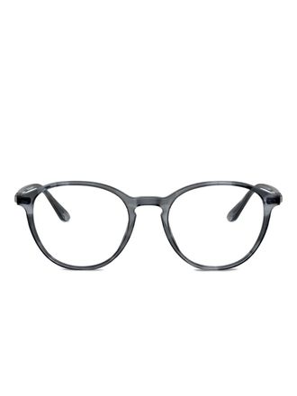 Giorgio Armani lunettes de vue rondes à rayures - Bleu