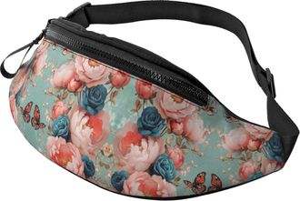 Generic Mode G&uuml;rteltasche Schmetterlinge Und Blumen Druck Bauchtasche G&uuml;rteltasche H&uuml;fttaschen F&uuml;r Wandern Fitness Running 14X35Cm