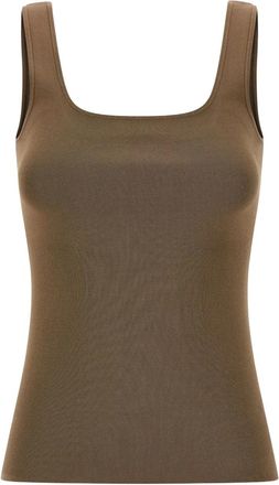 Entire studios haut en maille à encolure carrée - Marron